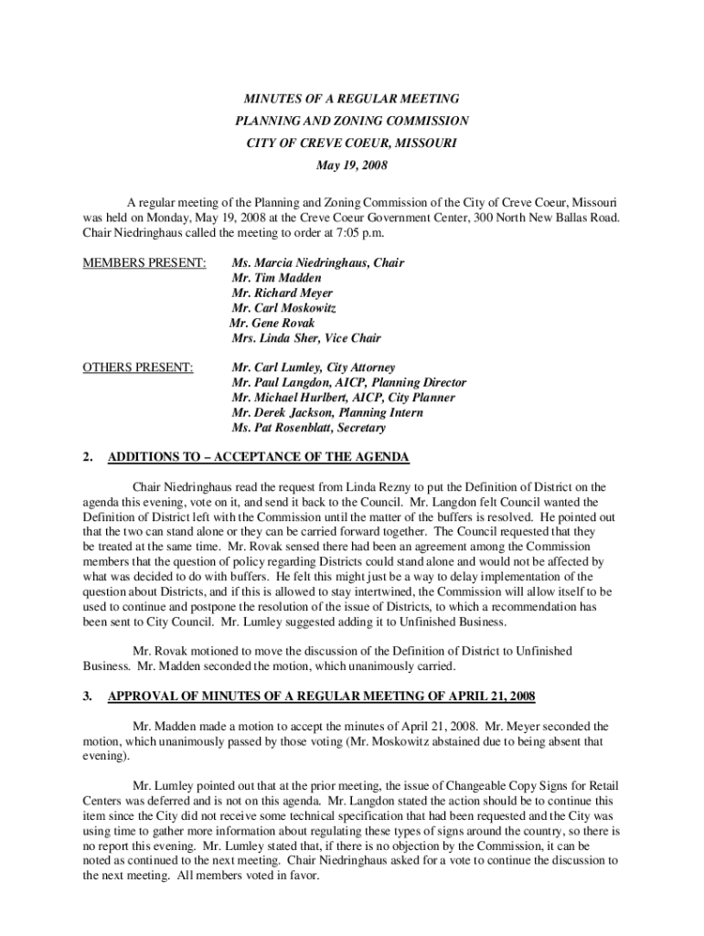 Fillable Online Planning & Zoning Commission - Creve Coeur, Missouri Fax Email Print - pdfFiller