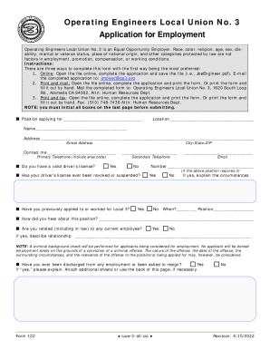 Fillable Online Application for Employment - Form 122 Fax Email Print ...