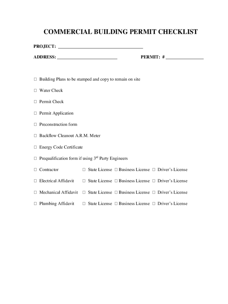 Fillable Online Tenant-Improvement Commercial Building Permit Checklist Fax Email Print - pdfFiller