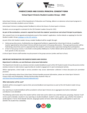 Fillable Online PARENT/CARER AND SCHOOL PRINCIPAL CONSENT FORM School ...