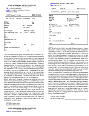 Official American Kennel Club Field Trial Entry - Docest Doc Template ...