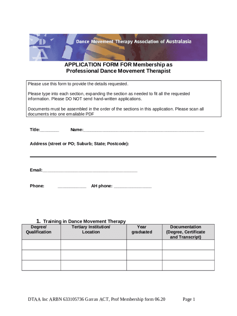 Dance Application Sign Up TemplateJot - dtaa org Doc Template | pdfFiller