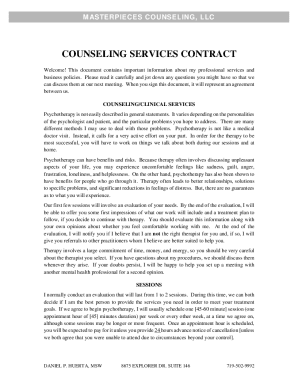 Fillable Online Masterpieces Counseling Services Contract - Daniel P ...