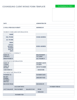 Fillable Online COUNSELING CLIENT INTAKE FORM TEMPLATE - Smartsheet Inc ...
