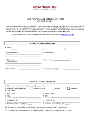 Fillable Online esap seas upenn Fillable Online ESAP FINANCIAL AID ...