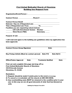 Fillable Online www.fumcdp.orgbuildinguserequestformFIRST UNITED ...