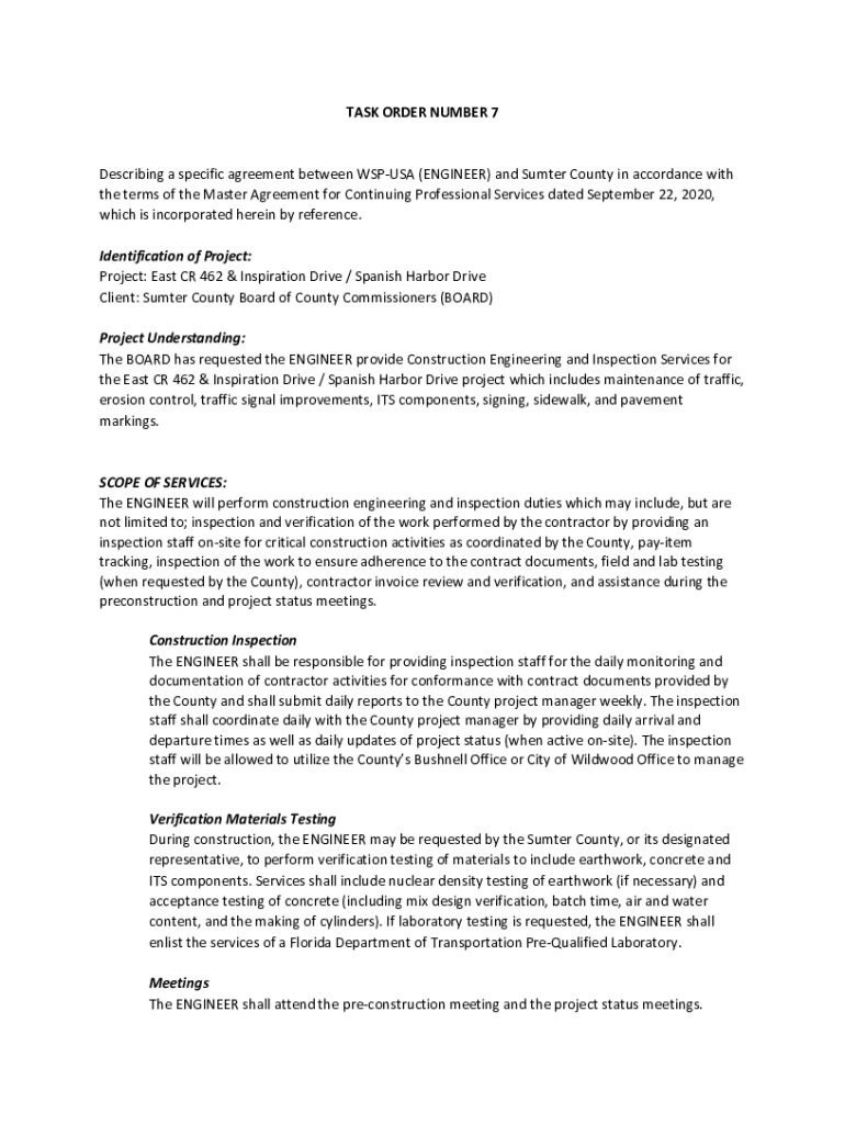 Fillable Online Number and Task Order Number Sample ClausesLaw Insider ...