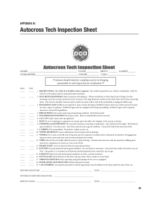 Fillable Online SAMPLE TECH INSPECTION SHEET - windycitybmw.org Fax ...