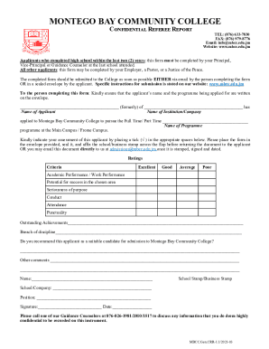 Fillable Online mbcc.edu.jmfilesRefereeFormMONTEGO BAY COMMUNITY ...