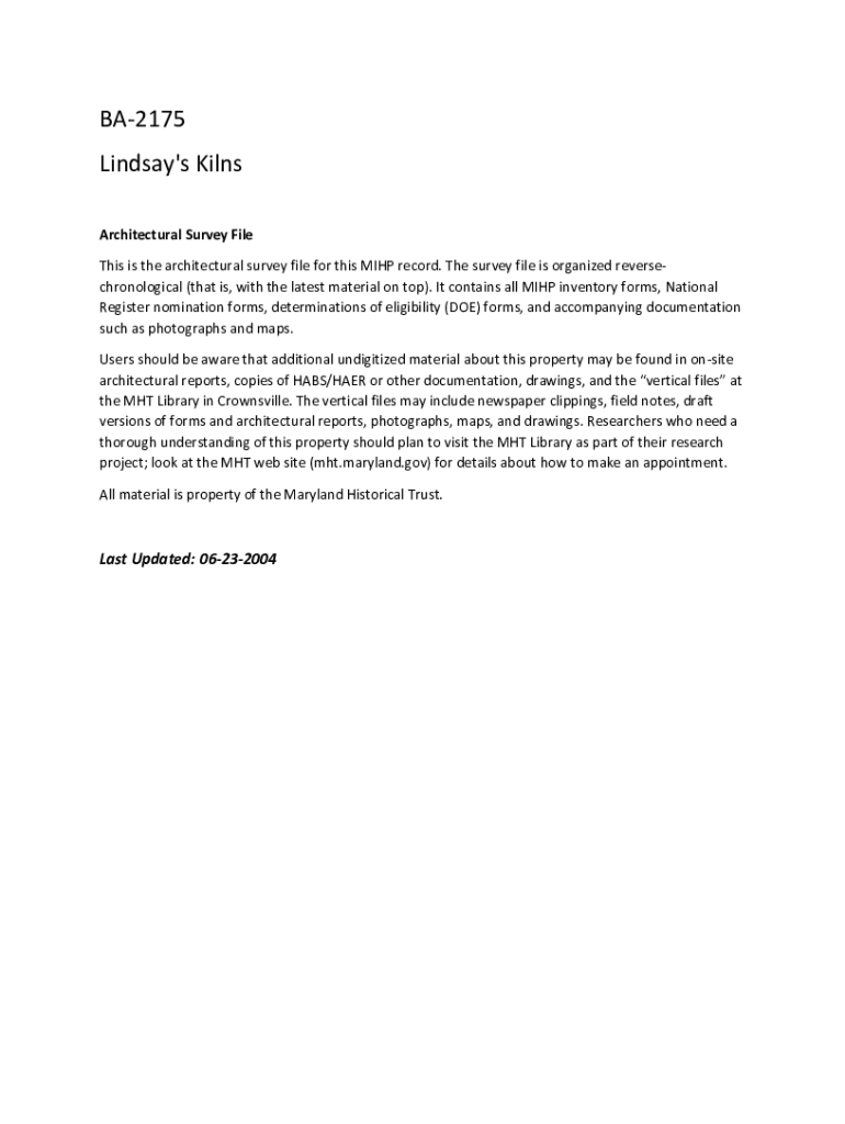 Fillable Online mht maryland BA-2175 Lindsay's Kilns - Maryland Fax ...