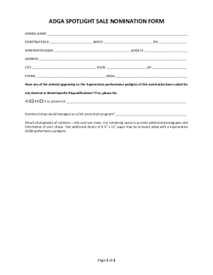 Fillable Online ADGA Spotlight Sale Nomination Application 2021 Fax ...