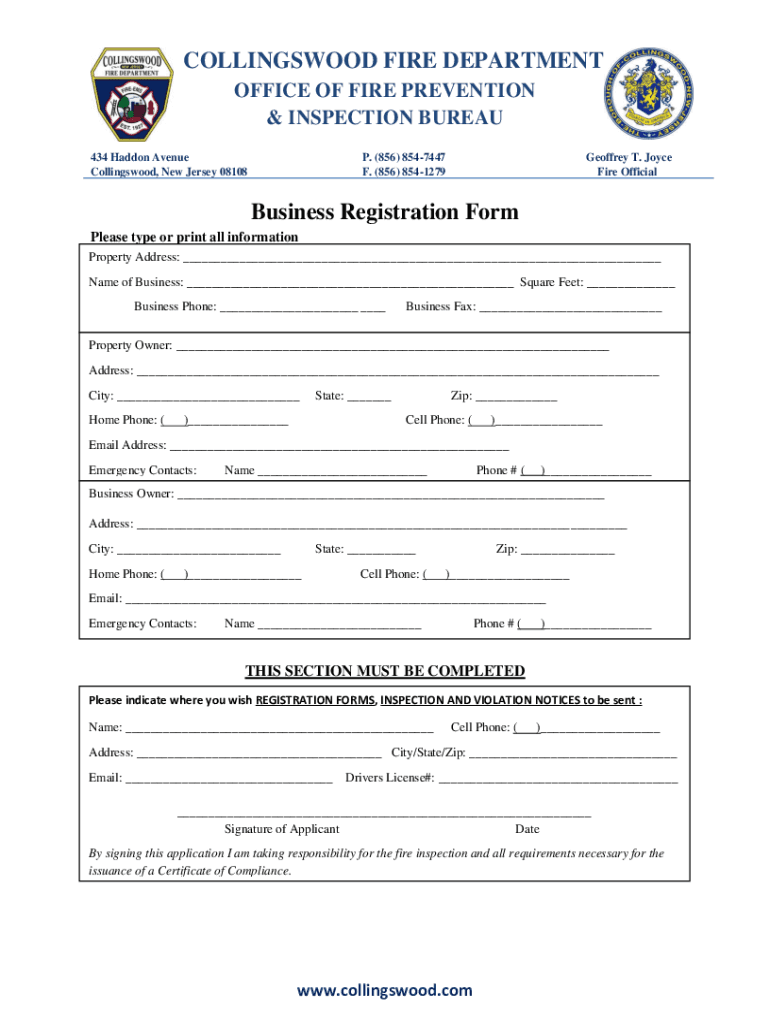 Fillable Online Business Inspection Registration Form.pdf Fax Email ...