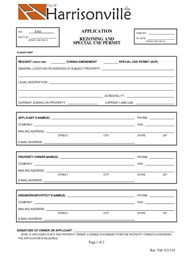 Fillable Online application rezoning and special use permit - Love the ... Fax Email Print ...