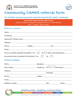 Fillable Online Community CAMHS referral form Fax Email Print - pdfFiller
