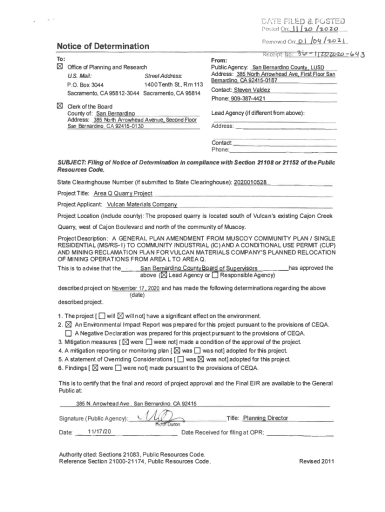 Fillable Online Notice of Determination lC/tr: F LED & rsc;s rf:::D 3 ...