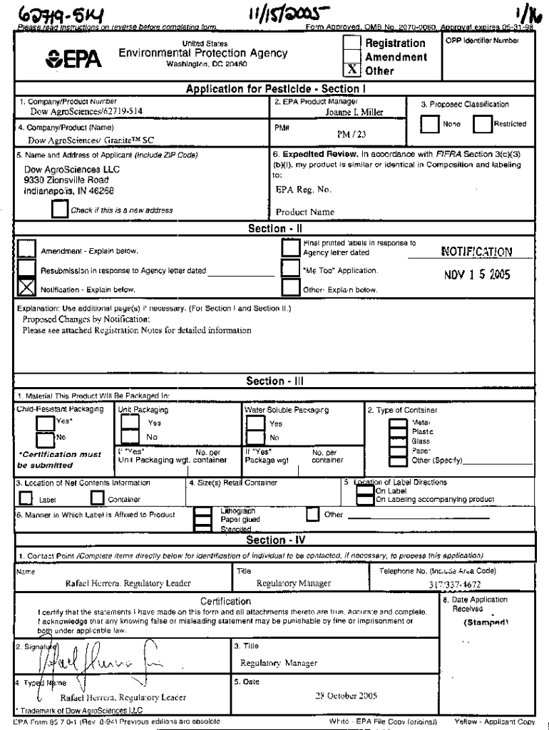 Fillable Online U.S. EPA, Pesticide Product Label, GRANITE SC, 11/15 ...