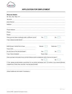 Fillable Online PERSONAL DETAILS.doc - Employment Application Form ...
