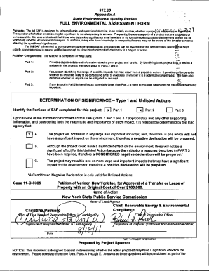 Fillable Online Fillable Form 617.20: FULL ENVIRONMENTAL ASSESSMENT ...