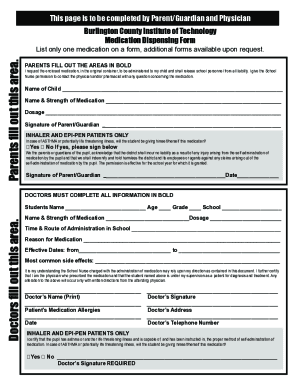 Fillable Online Medication dispensing Form Fax Email Print - pdfFiller