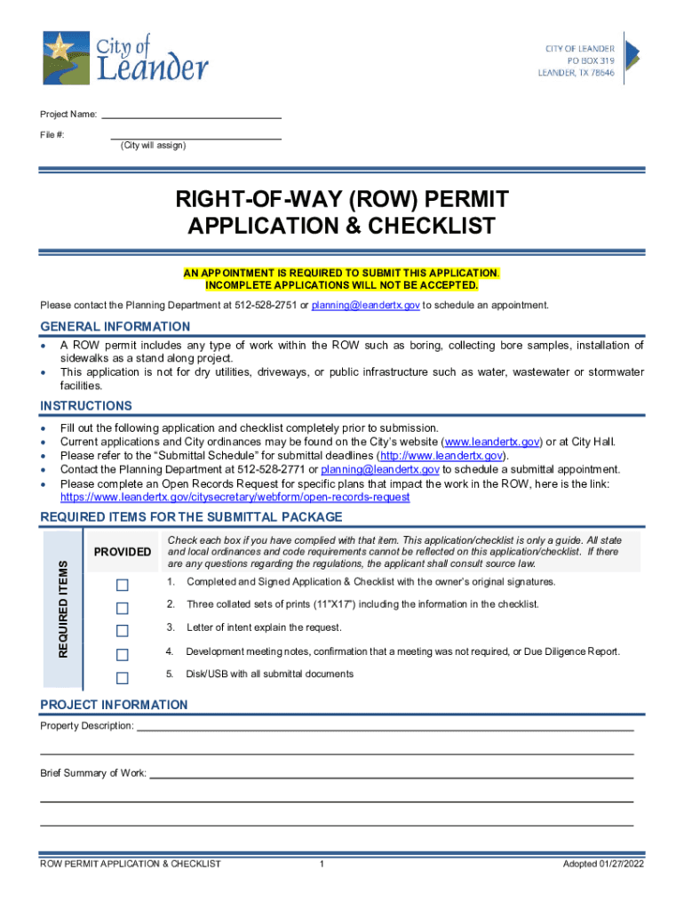 Fillable Online Forms, Permits, and Applications City of Leander Texas Fax Email Print - pdfFiller
