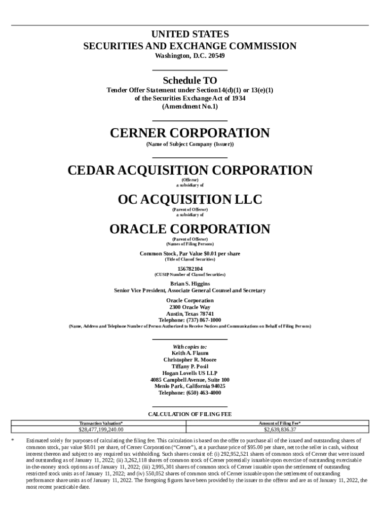 CERNER Corp (. EDGAR Online Pro Doc Template | pdfFiller