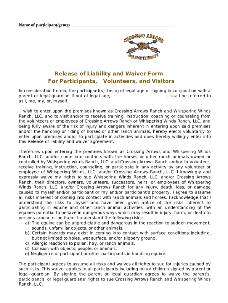 Participation Waiver Templates - WaiverForeverFREE Activity Release of ...