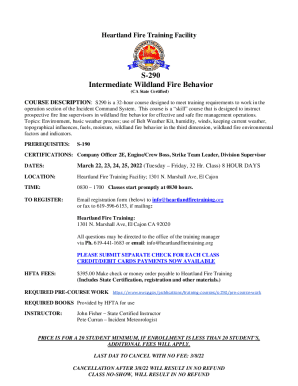 Fillable Online S-290: Intermediate Wildland Fire Behavior - The Academy Fax Email Print - pdfFiller