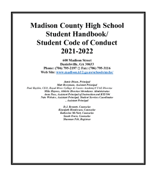 Fillable Online Madison County High School Student Handbook/ Student ...
