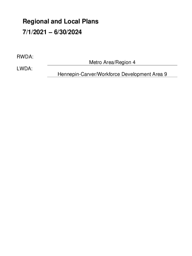Fillable Online Local Plan for Local Workforce Development Area 5 and ...