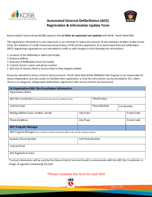 Fillable Online Automated External Defibrillation (AED) Registration ...