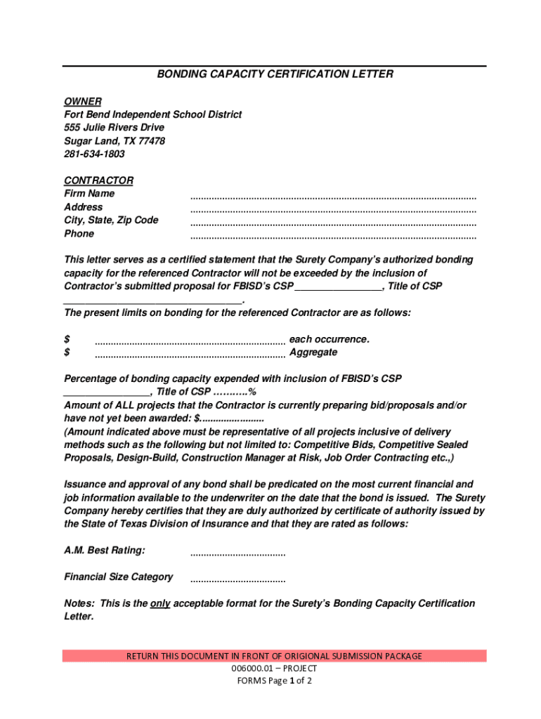 Fillable Online Fort Bend Independent School District (FBISD) RFQ Cover ...