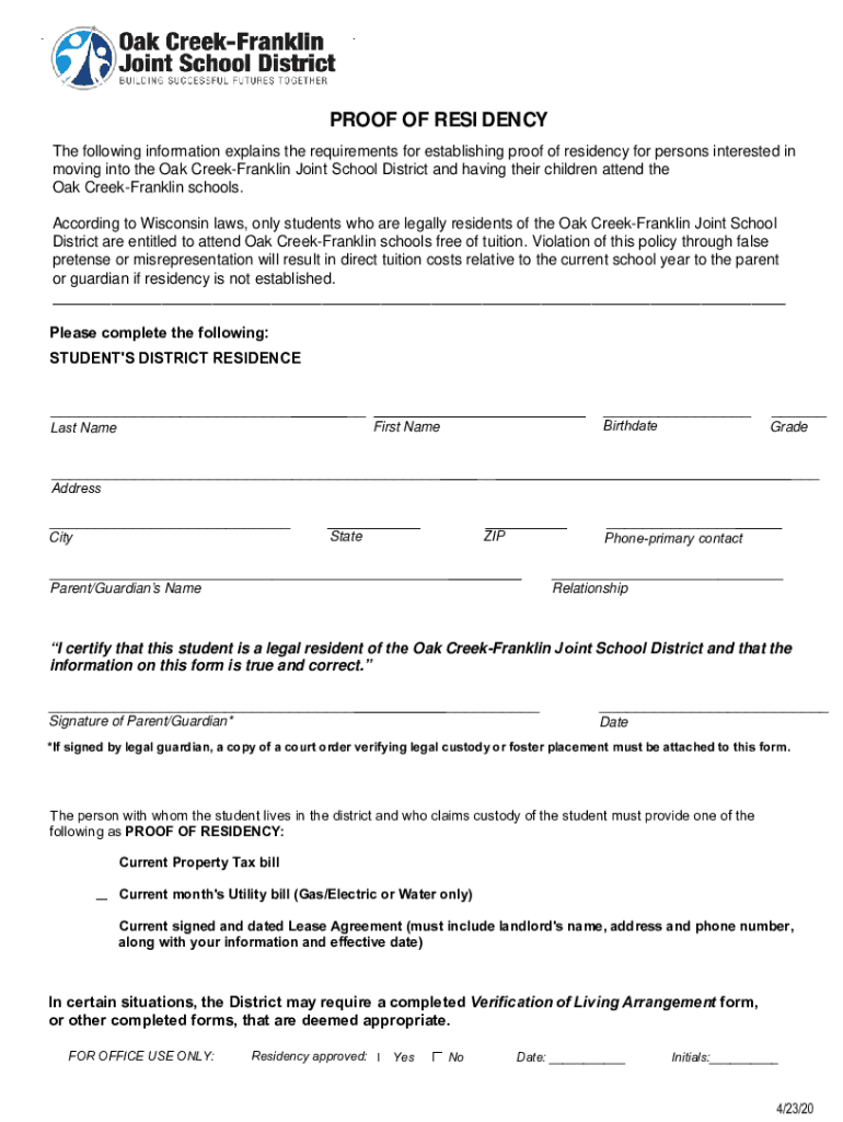 Fillable Online Free Proof of Residency Letter (Affidavit of ...