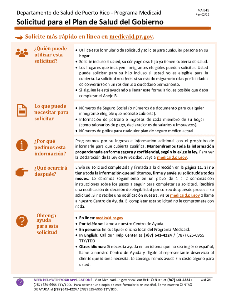 Fillable Online Programa Medicaid - Solicitud para el Plan de Salud del ...