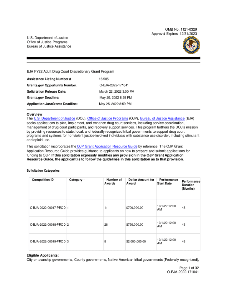 Fillable Online BJA FY22 Adult Drug Court Discretionary Grant Program ... Fillable Online BJA FY22 Adult Drug Court Discretionary Grant Program ...