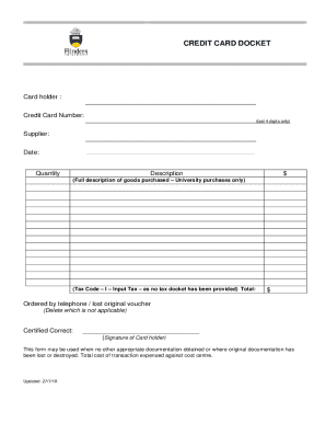 Fillable Online Lost credit card docket (receipt) form Fax Email Print ...