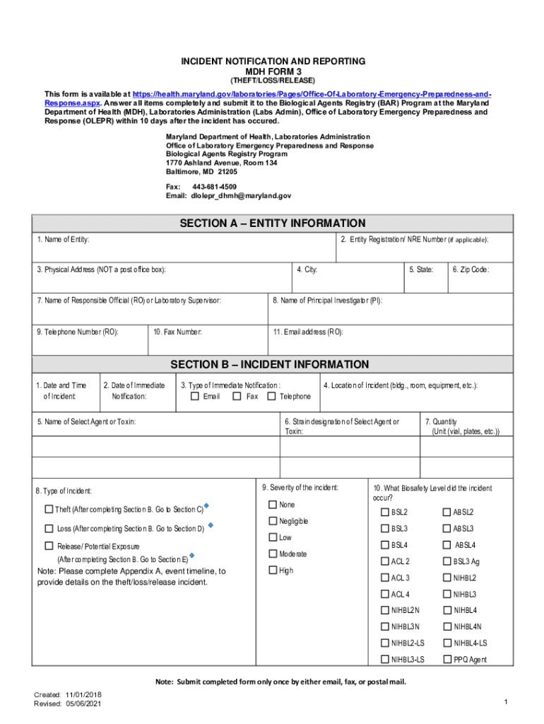 Fillable Online www.reginfo.govpublicdoINCIDENT NOTIFICATION AND ...