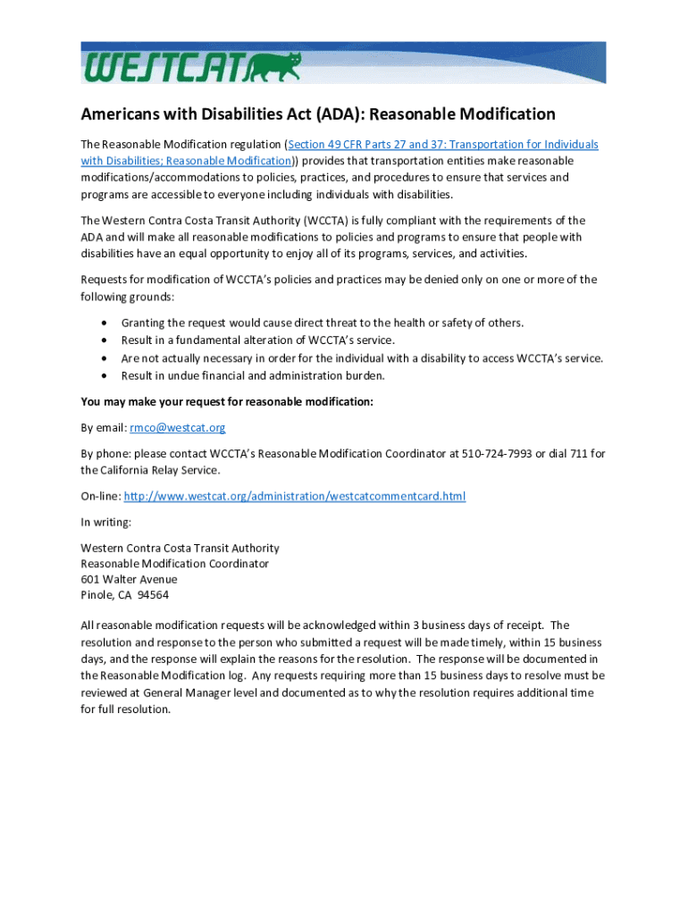 Fillable Online 49 CFR Appendix E to Part 37 - Reasonable Modification ...