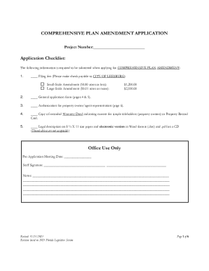 Fillable Online Comprehensive Plan Amendment Application and Checklist ...