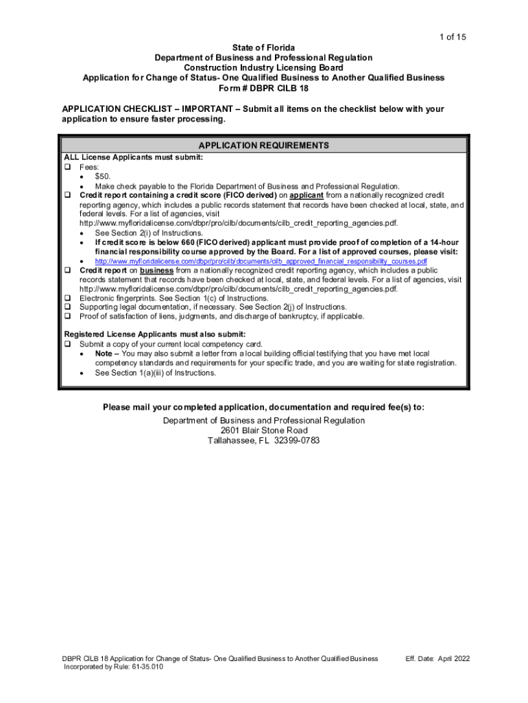 PDF 1 of 15 State of Florida Department of Business and Professional ...