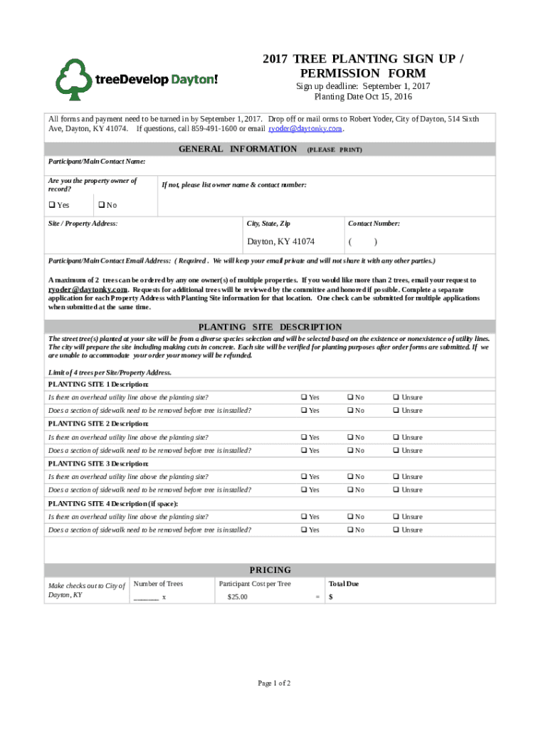 Fillable Online Fill - Free fillable Application For Tree Planting PDF ...