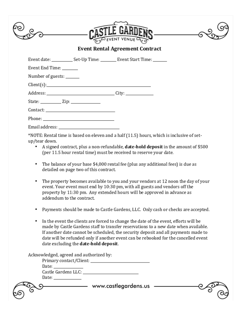 Fillable Online www.lawinsider.comclauseevent-center-rentalEvent Center ...