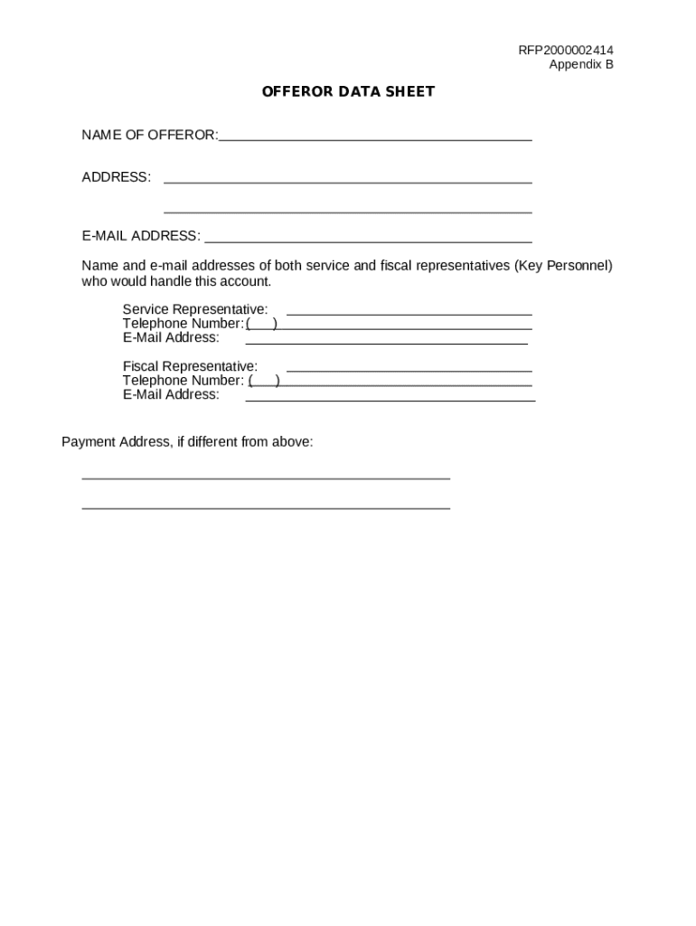 www.pdffiller.com423784343--OFFEROR-DATA-SHEET-OFFEROR DATA SHEET Doc ...