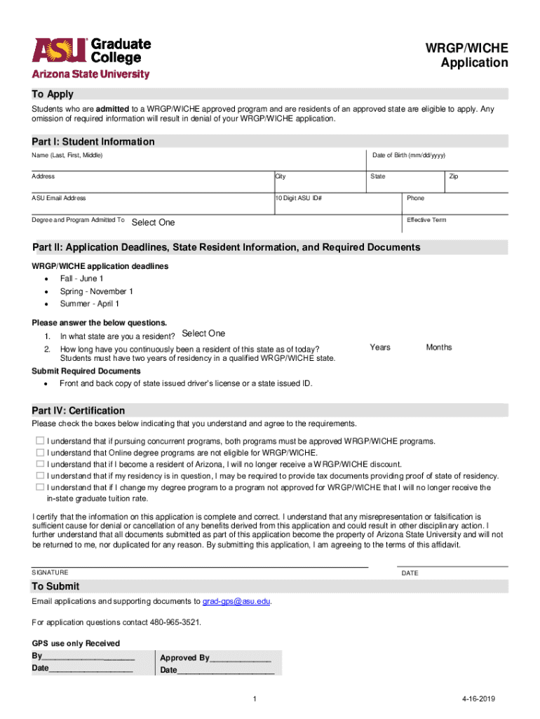 Fillable Online graduate asu Arizona Residency Form Fax Email Print ...