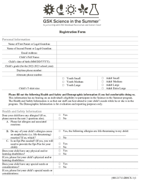 Fillable Online CHILD REGISTRATION FORM Fax Email Print - pdfFiller
