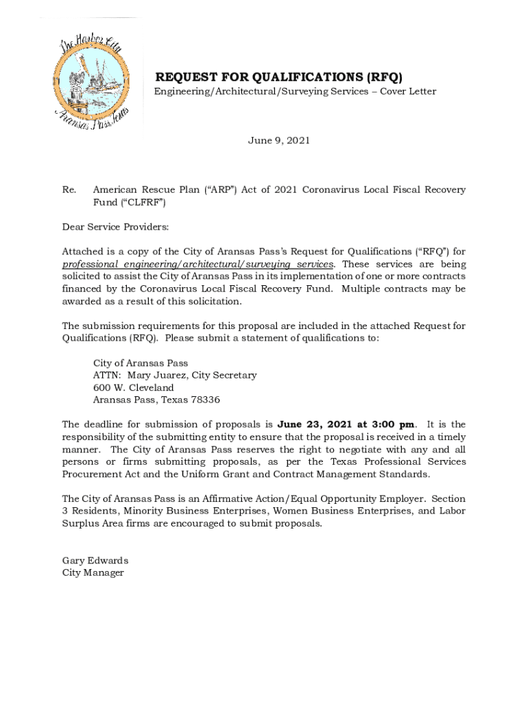 Fillable Online Request For Qualifications (rfq) For Engineering/architectural ... Fax Email ...