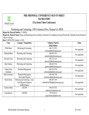 Fillable Online Pre-Proposal Conference Sign in Sheet Mandatory Fax ...
