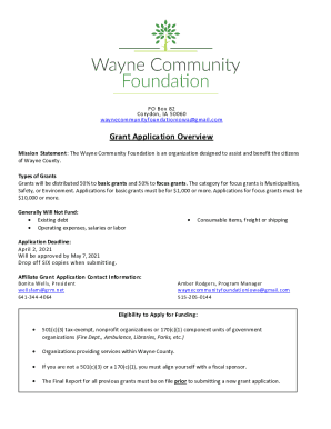 Fillable Online www.waynecommunityfoundation.orgwp-contentuploadsGrant Application Overview ...