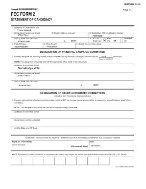 Fillable Online FEC FORM 2 Fax Email Print - pdfFiller