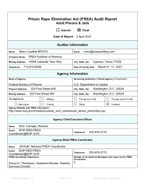 Fillable Online Prison Rape Elimination Act (PREA) Audit Report - San ...