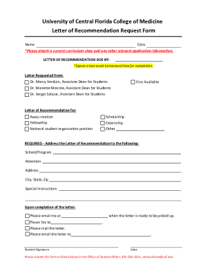 Fillable Online med ucf Letter Of Recommendation Request Form - Ucf ...